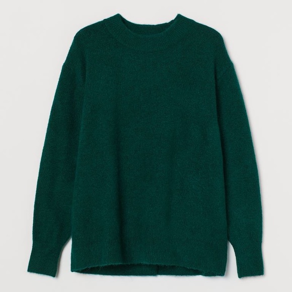 H&M | Sweaters | Emerald Green Oversize Crewneck Sweater | Poshmark